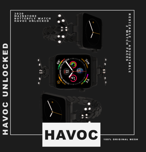 Second Life Marketplace - [ Havoc ] Butterfly Digital Watch - BLACK