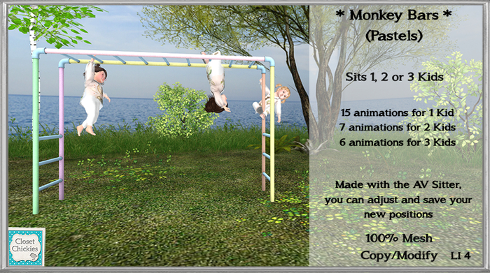 Second Life Marketplace - *CC* Kid MonkeyBars *Pastels* [boxed]