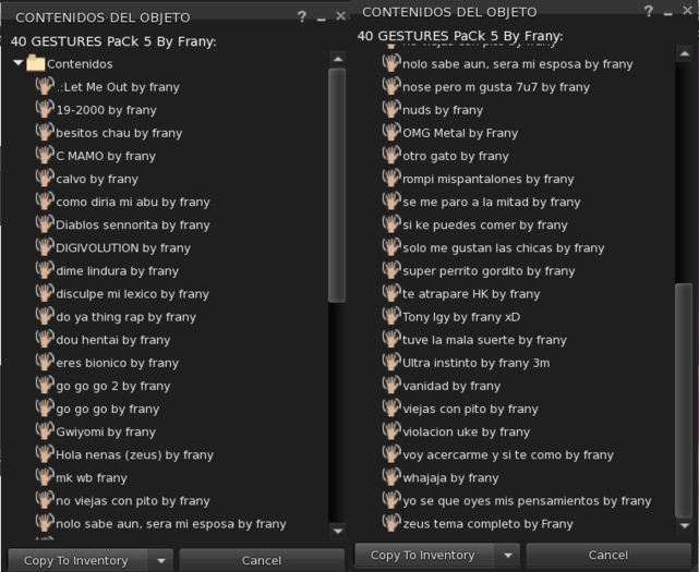 Second Life Marketplace - 40 GESTURES PaCk 5 By Frany