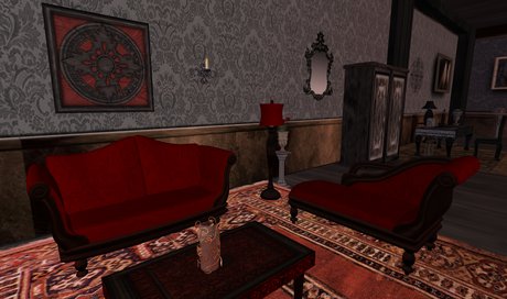 Second Life Marketplace - Black Karbon-Antique Royal Red Parlor set