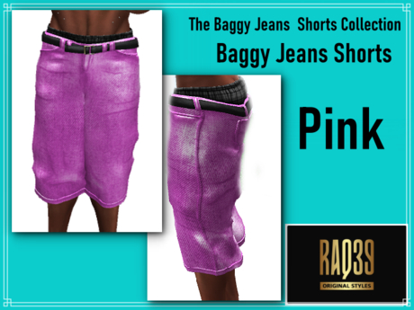 Second Life Marketplace - [R39] Baggy Jeans Shorts Pink
