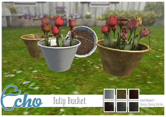 Second Life Marketplace - Echo - Florist's Favor - Tulip Bucket - Fatpack
