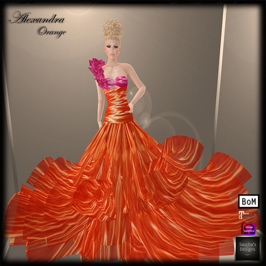 Second Life Marketplace - SAS - Alexandra Orange Gown (Maitreya + Omega)
