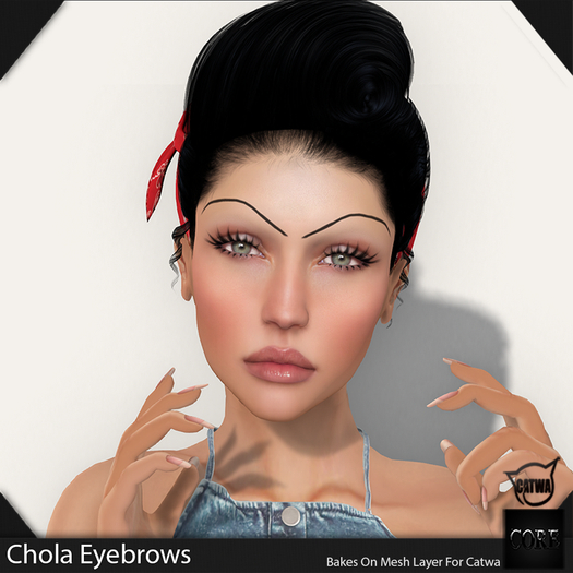 Second Life Marketplace - ::: Core ::: Chola Brows I - Black (BOM)