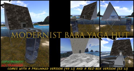 Second Life Marketplace - [MC] Modernist Baba Yaga Hut [wear to unpack]