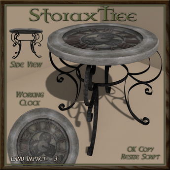 Second Life Marketplace - Boho Round Clock Table A4