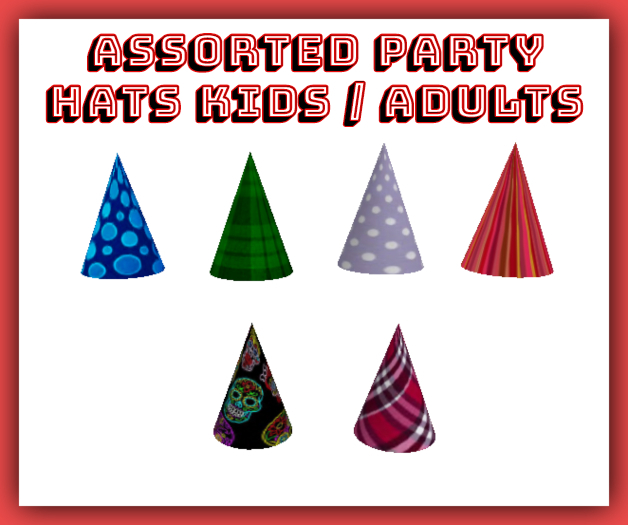 Second Life Marketplace - Party Hats kids / Adults Multi Colors