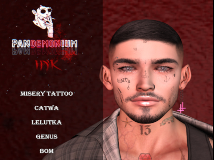 Second Life Marketplace - panDEMONium ink - Misery Face Tattoo