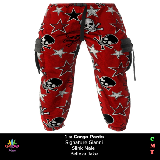 Second Life Marketplace - M - Cargo Pants - Red Skulls & Stars - Gianni ...