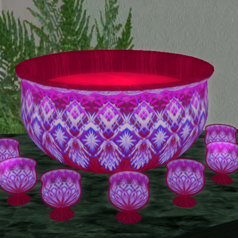 Second Life Marketplace - Juneberry Cranberry Red Starcut Punchbowl Set