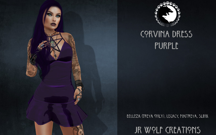 Second Life Marketplace - Corvina Pentagram Dress Purple ADD ME (JR Wolf Creations)
