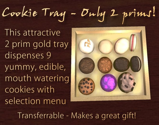 Second Life Marketplace - AMV 2 Prim Cookie Tray- Dispenses 9 edible ...