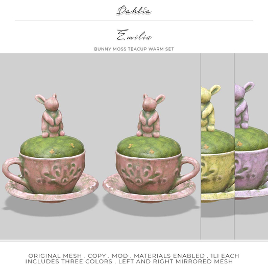 Second Life Marketplace - Dahlia - Emilia - Bunny Moss Teacup - Warm Set