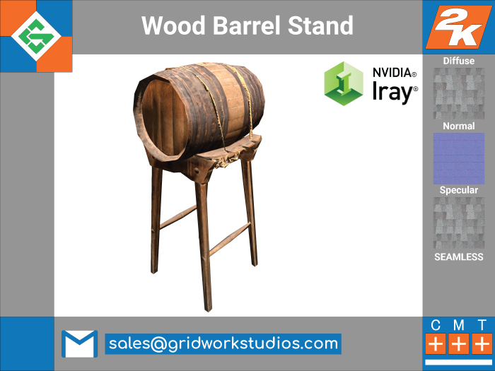 Second Life Marketplace - MESH: Wood Barrel Stand