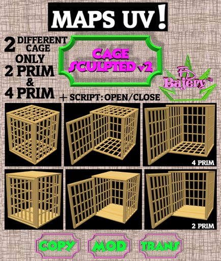 Second Life Marketplace - 2 CAGE SCULPTED v2 ONLY 2 PRIM + MAPS UV ...