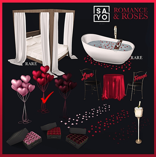 Second Life Marketplace - SAYO - Romance & Roses Gacha - Canopy Bed RARE