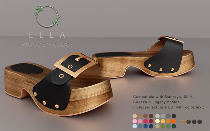 Second Life Marketplace - Ohemo - Ella wooden clogs - FATPACK (add me)