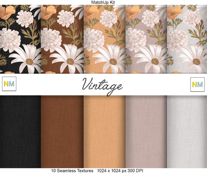 Second Life Marketplace - Vintage Matchup Kit 10 Seamless Fabric ...