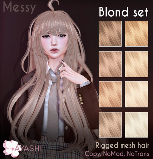 Second Life Marketplace - [^.^Ayashi^.^] Messy hair-Blond set