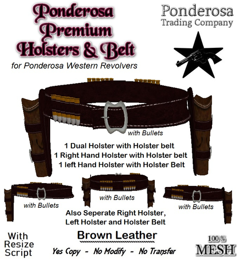 Second Life Marketplace - Ponderosa Premium Holster & Belt Set