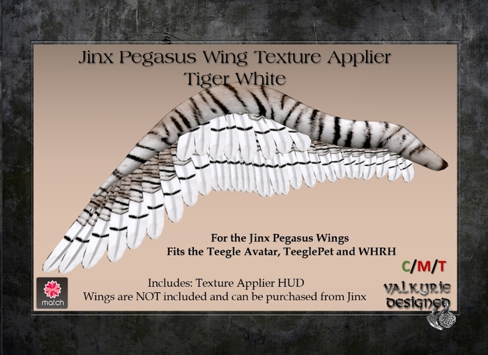 Second Life Marketplace - Valkyrie Designed - Tiger White Jinx Pegasus ...