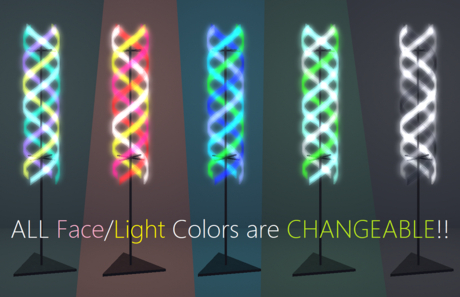 Second Life Marketplace - Caduceus 2X - Quad-colored Spiral Lamp Stand