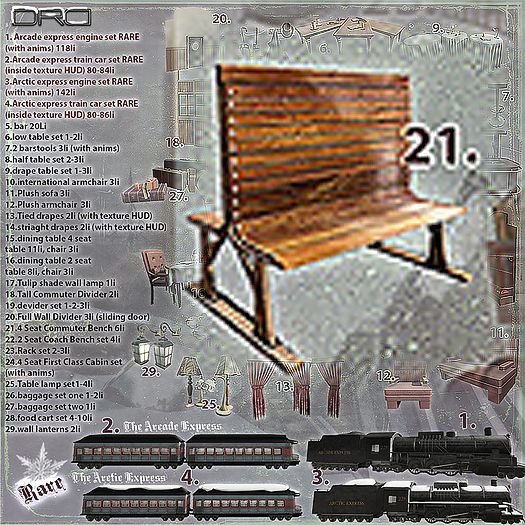 Second Life Marketplace - 21 -DRD- AE - Train Car - 4 Seat Commuter Bench