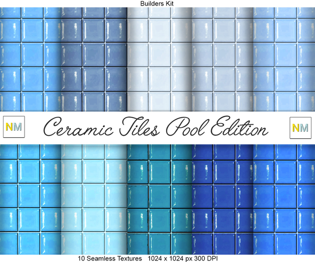 Second Life Marketplace - Ceramic Pool Tiles Builders Kit 10 Seamless ...