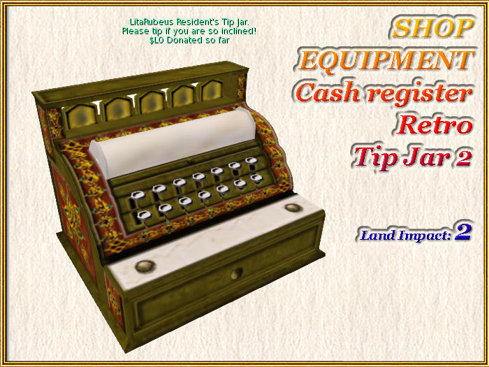 Second Life Marketplace - SHOP EQUIPMENT Cash register Retro Tip Jar 2 ...