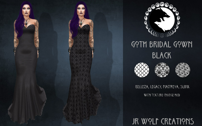 Second Life Marketplace - Goth Bridal Gown Black ADD ME (JR Wolf Creations)