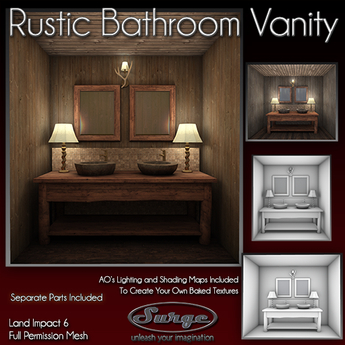 Second Life Marketplace - Rustic Bathroom Vanity - Full Perm Mesh