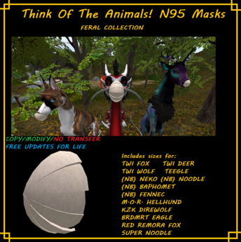 Second Life Marketplace - [MC] THINK OF THE ANIMALS! N95 mask fatpack ...