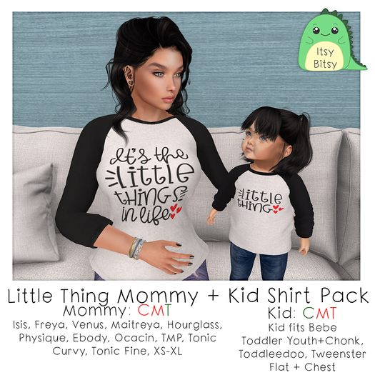 Second Life Marketplace - Itsy Bitsy Thing Mommy and Kid Shirt Pack