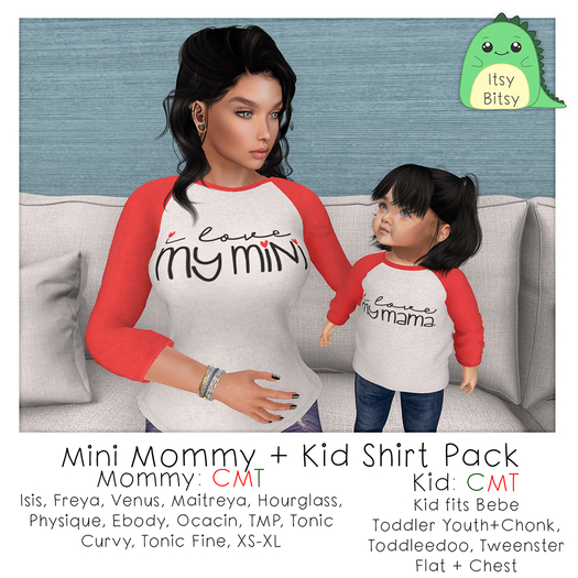 Second Life Marketplace - Itsy Bitsy Mini Mommy and Kid Shirt Pack