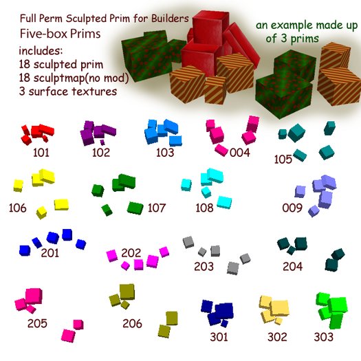 Second Life Marketplace - five-box prims - Full Perm Sculpted Prim for ...