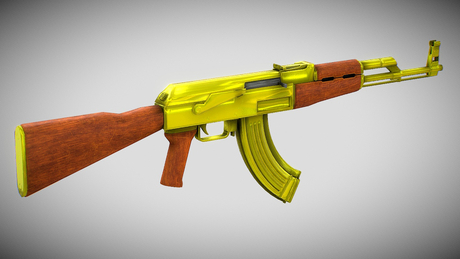 Second Life Marketplace - FULL PERM Scripted AK-47 24k Gold Assault Rifle