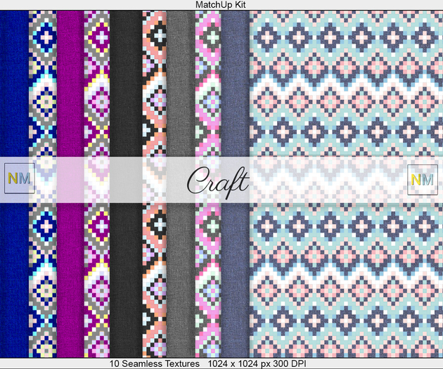 Second Life Marketplace - Craft Matchup Kit 10 Seamless Pixel Textures NM