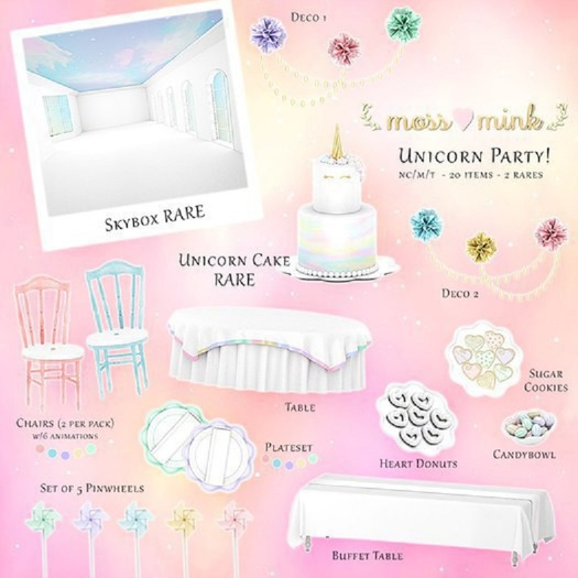 Second Life Marketplace - {moss&mink} Unicorn Party - Chair Set (2 pack ...