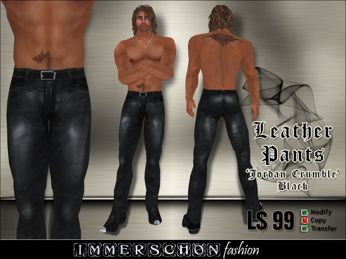 Second Life Marketplace - Immerschoen Man - Leather Pants 'Jordan ...