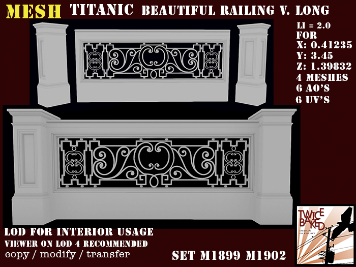 Second Life Marketplace - "TB" Titanic railing version long M1899 M1902
