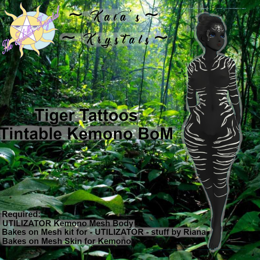 Second Life Marketplace - ~K*K~ Kemono & M4 Heads Tiger Stripe Tattoo ...