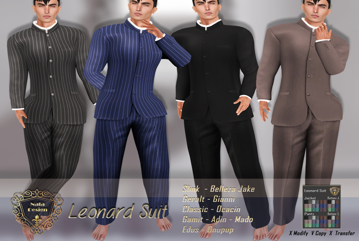 Second Life Marketplace - ND - Leonard Standing Collar Suit - For All ...