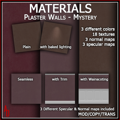 Second Life Marketplace - *AD* Materials - Plaster Walls - Mystery