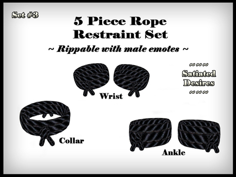 Second Life Marketplace - Restraint Set #3. 5 piece rope with rip and ...