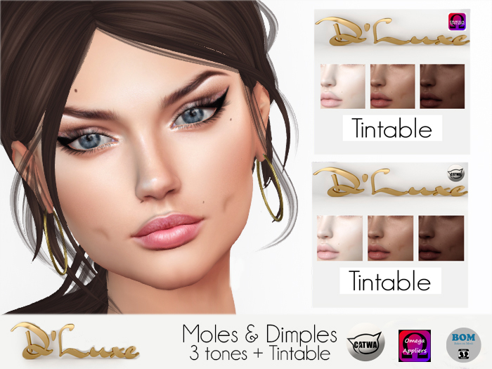 Second Life Marketplace - D'Luxe - MOLES AND DIMPLES 3 Tones + Tintable ...