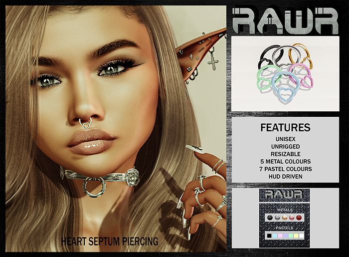 Second Life Marketplace - RAWR! Heart Septum Piercing (wear me)