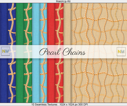 Second Life Marketplace - Pearl Chains Matchup Kit 10 Seamless Textures NM