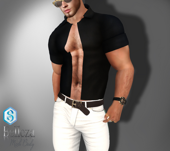 Second Life Marketplace - Brutal : Rolled Open Shirt Black - Gianni ...