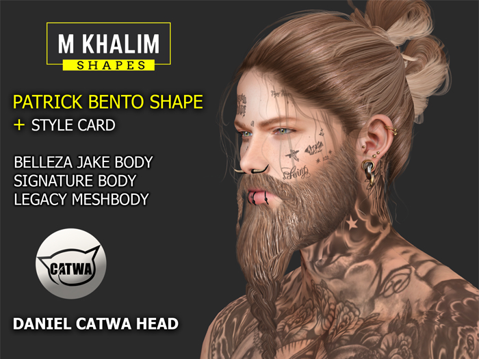Second Life Marketplace - PATRICK BENTO MALE SHAPE FOR DANIEL CATWA ...
