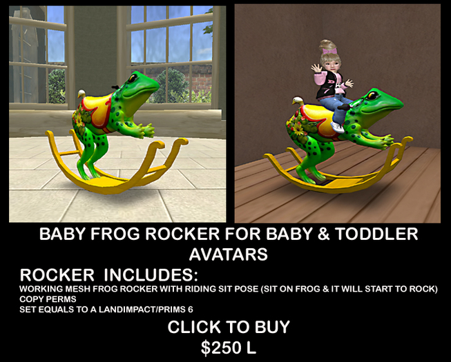 Second Life Marketplace - FROG ROCKER ROCKING HORSE FOR BABY & TODDLER ...